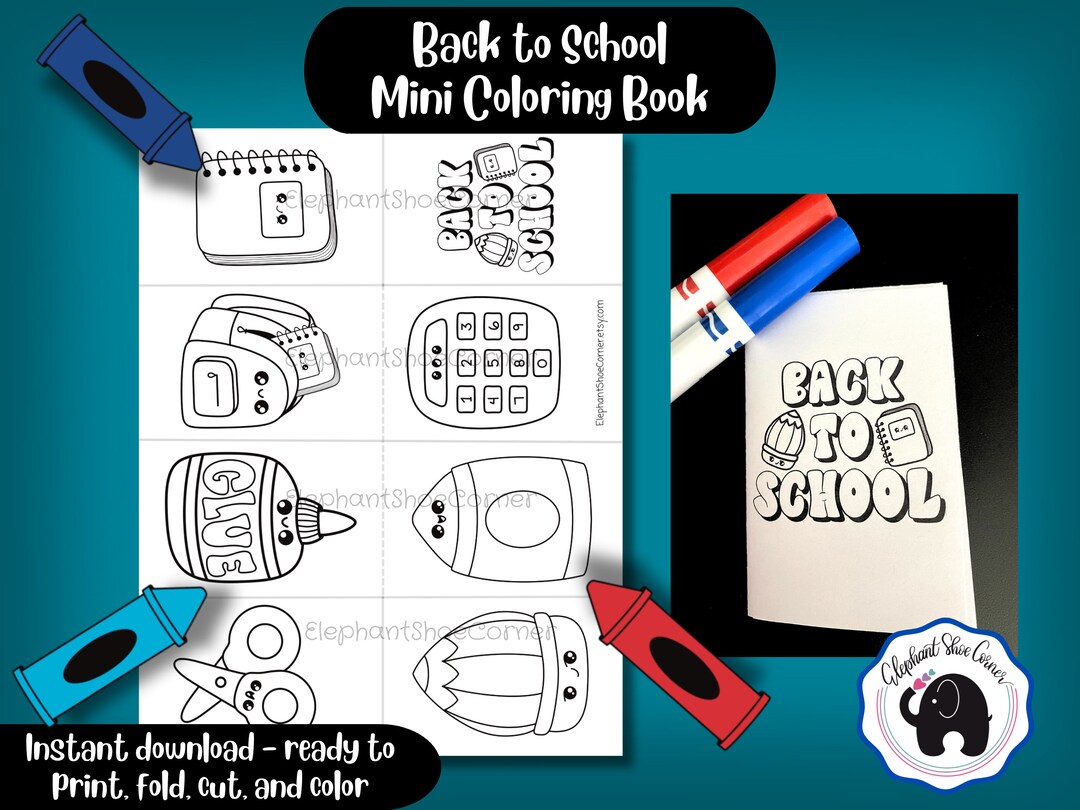 Back to School Mini Coloring Book | Back to School Printable Coloring ...