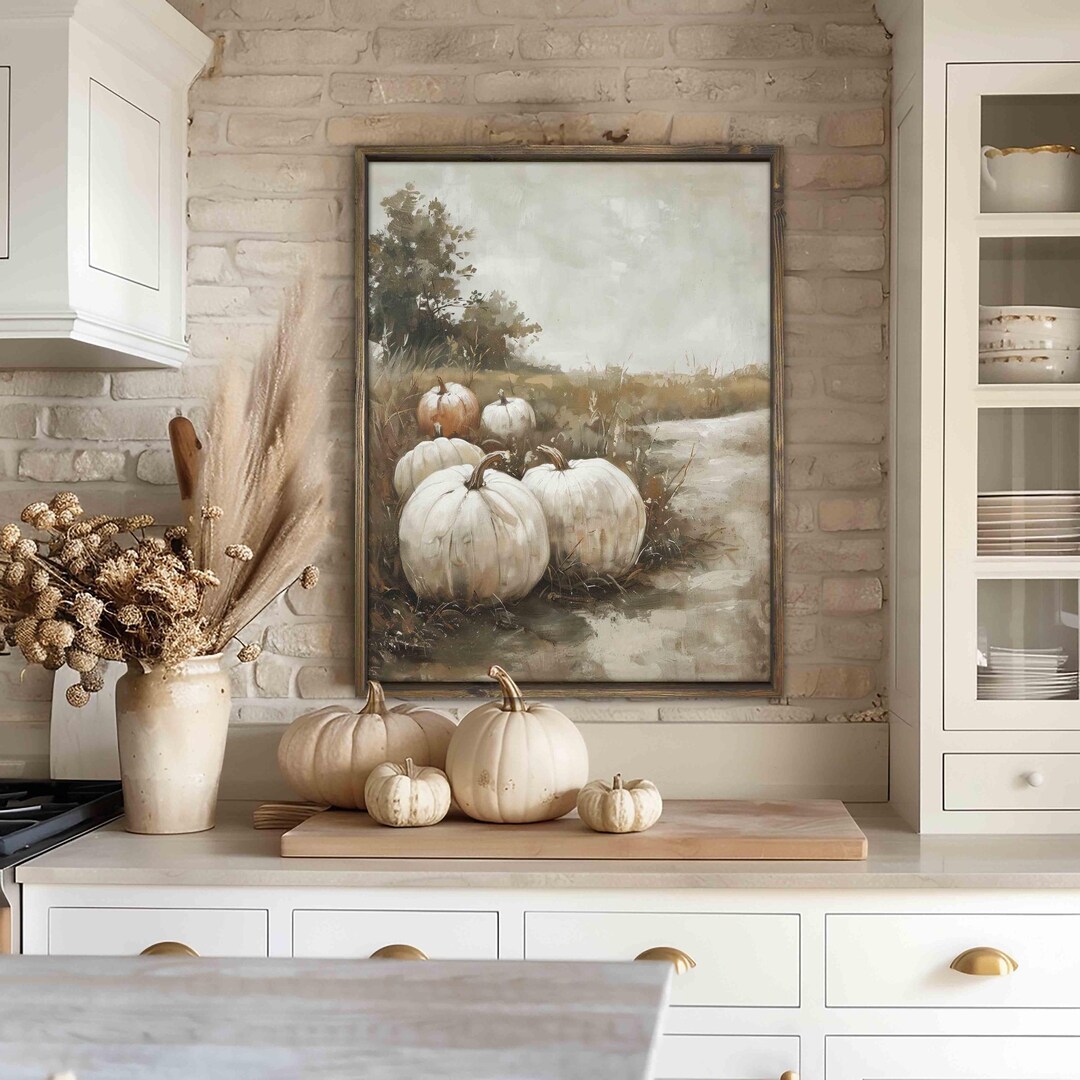 Pumpkins in Fall Framed Art Paper Print Fall Wall Art Simply Inspired ...