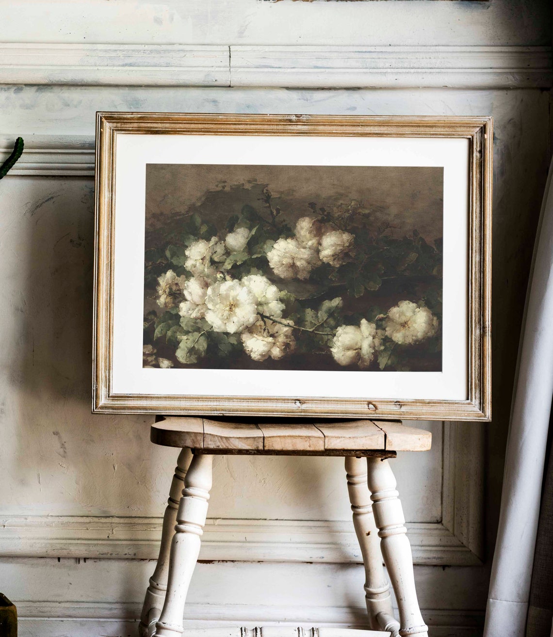 White Roses Framed Canvas | Paper Print | Home Decor | Vintage ...