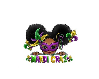 Mardi Gras Girl Png, Sublimation Design, Mardi Gras Black Girl Png ...