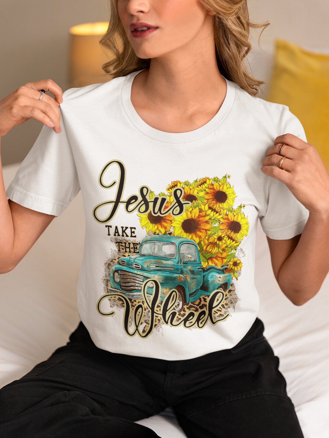 Jesus Take the Wheel Shirt, Sunflower Leopard Car T-shirt, Christian ...
