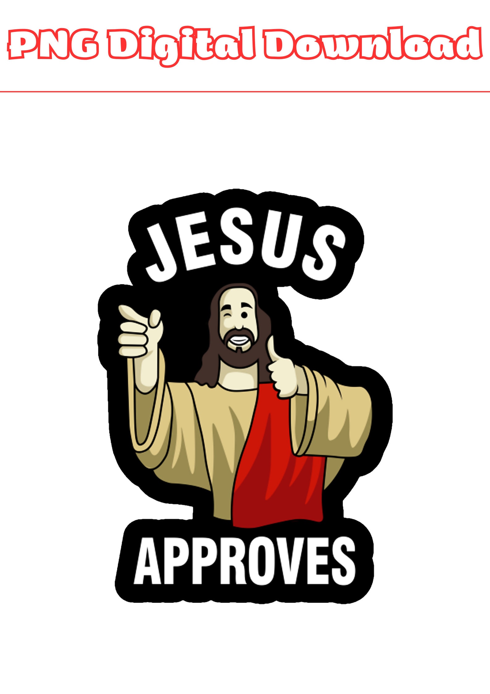 Jesus Approves Spn, Cool Jesus Png, Buddy Christ Png - Etsy