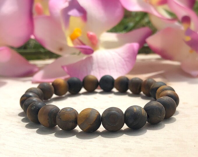 Matte Tiger Eye Bracelet 8mm, Mens Tigers Eye, Stone, Good Luck ...