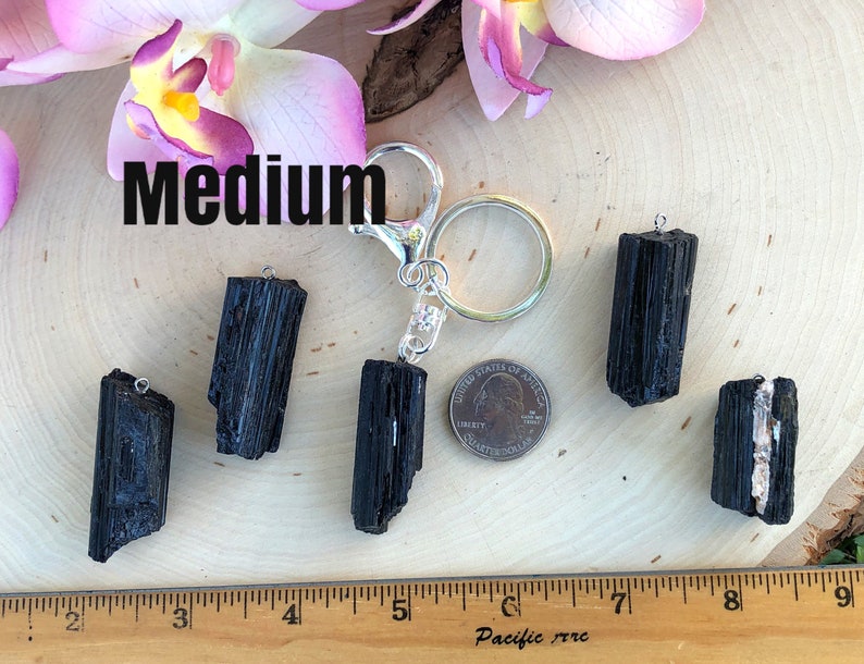Black Tourmaline Raw Crystal Keychain, Stone Key Chain, Key Ring, Key ...