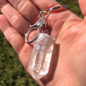 Clear Quartz Keychain, Natural Quartz Key Ring, Quartz Key Chain ...