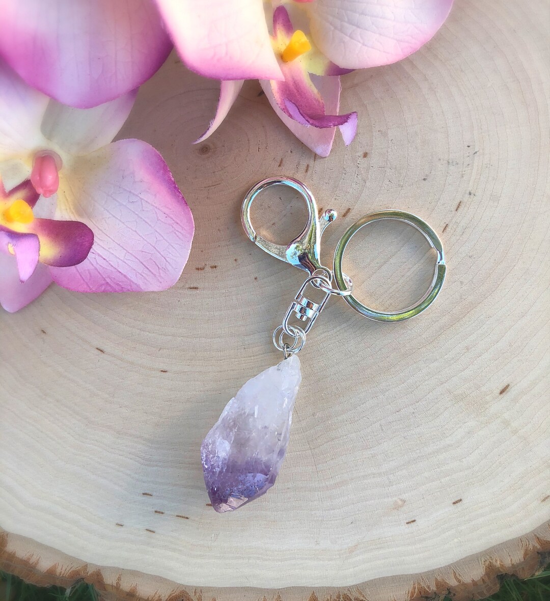 Raw Amethyst Keychains, Key Chain, Key Ring, Stone, Healing Crystal ...