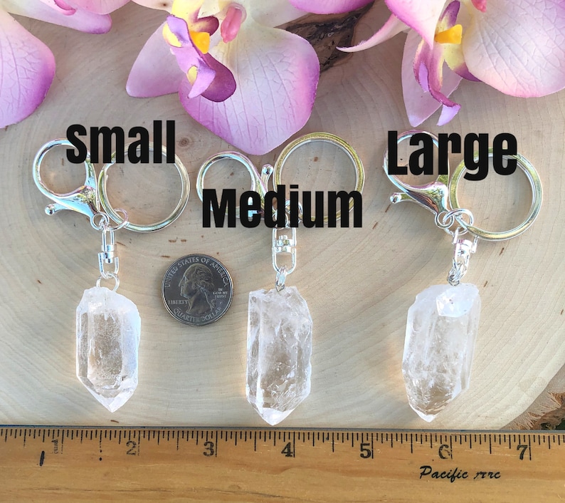 Clear Quartz Keychain, Natural Quartz Key Ring, Quartz Key Chain ...