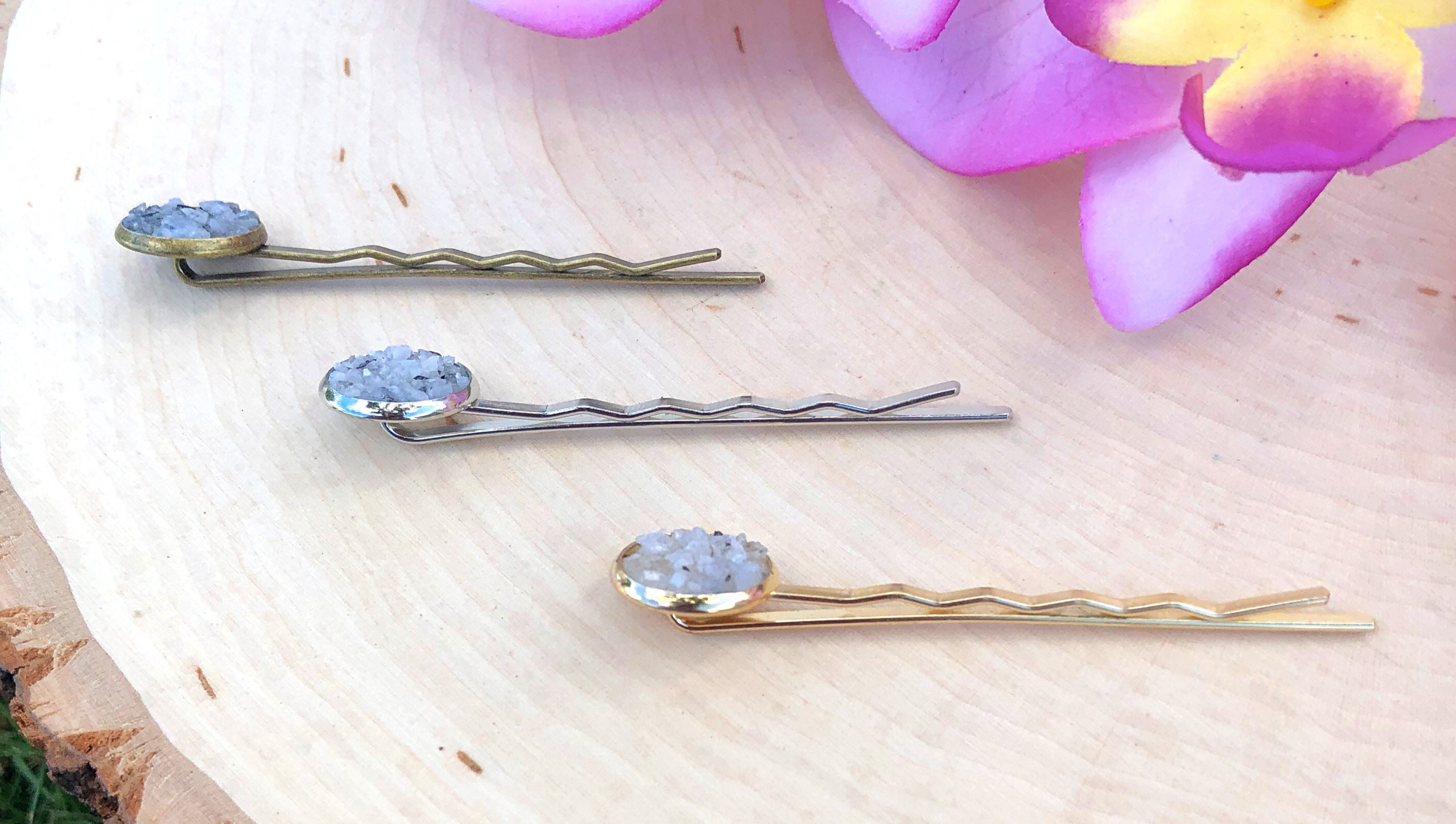 Raw Moonstone Crystal Hair Pin, Boho Bobby Pins Set, Gemstone, Stone ...