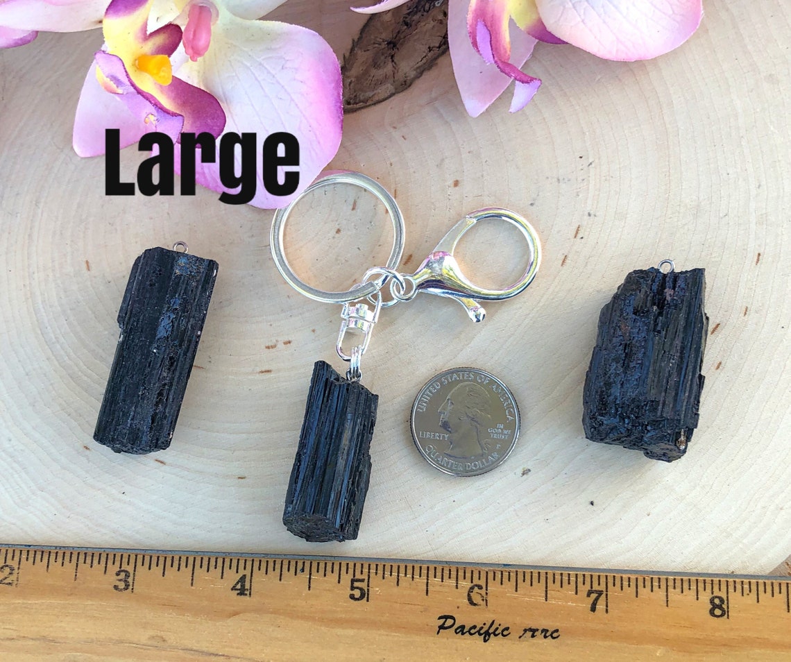 Black Tourmaline Raw Crystal Keychain, Stone Key Chain, Key Ring, Key ...