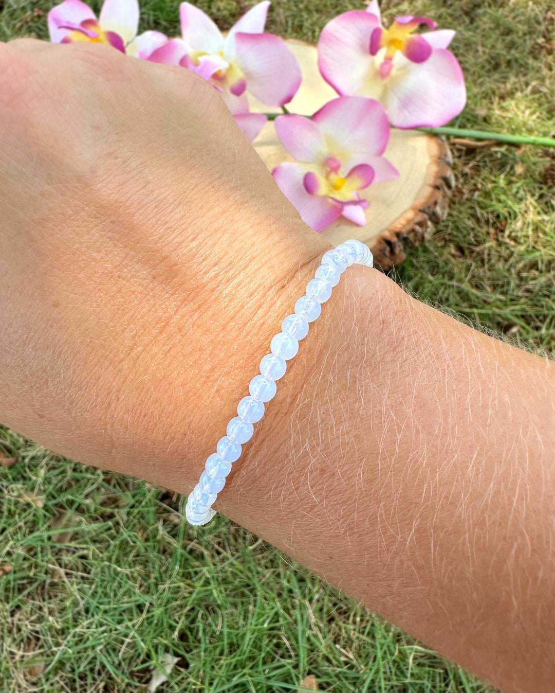 4MM Opalite Beaded Bracelet, 4 MM Opalescent Crystal Bracelet, Wealth ...
