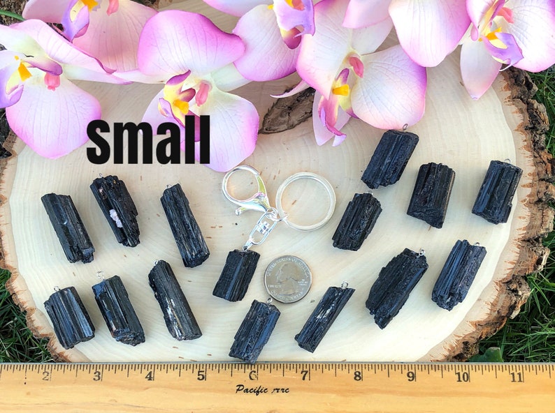 Black Tourmaline Raw Crystal Keychain, Stone Key Chain, Key Ring, Key ...