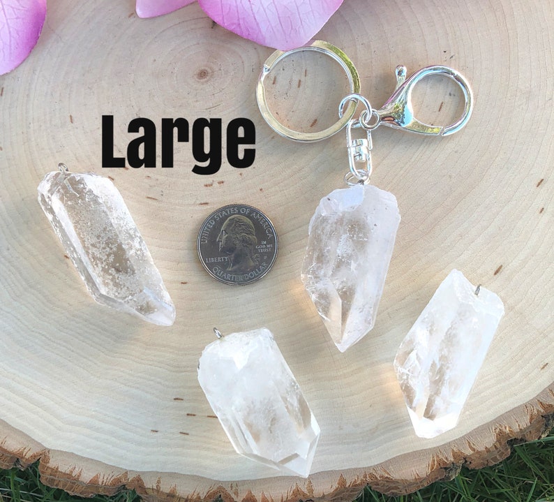 Clear Quartz Keychain, Natural Quartz Key Ring, Quartz Key Chain ...