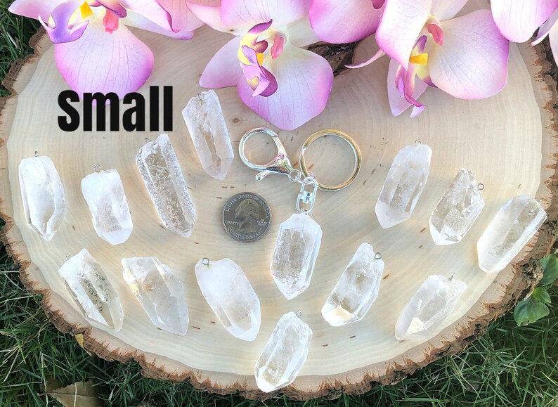 Clear Quartz Keychain, Natural Quartz Key Ring, Quartz Key Chain ...