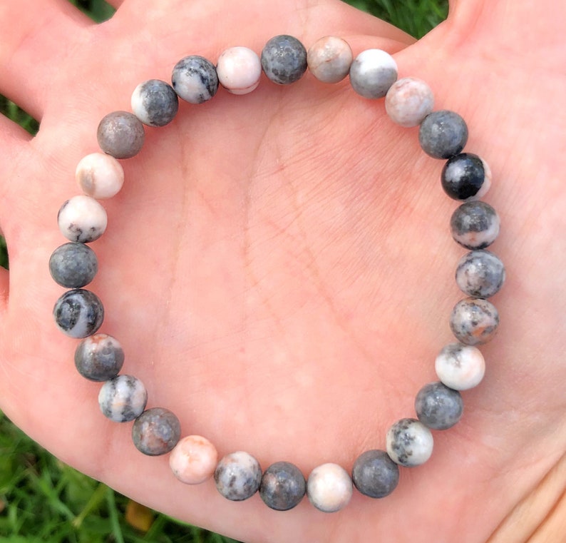 6MM Pink Zebra Jasper Bracelet, Bead, Crystal Healing, Bracelets Women ...