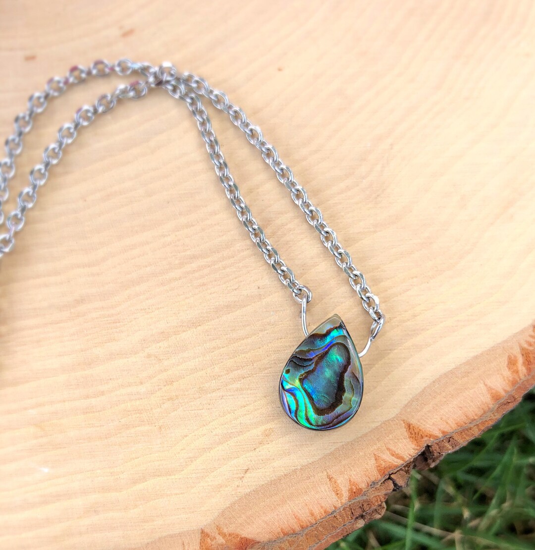 Abalone Teardrop Necklace for Women Dainty Abalone Pendant Shell ...