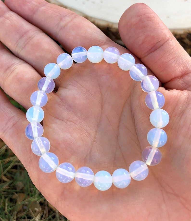Opalite Bracelet 8mm Opalite Beaded Bracelet Opalescent - Etsy