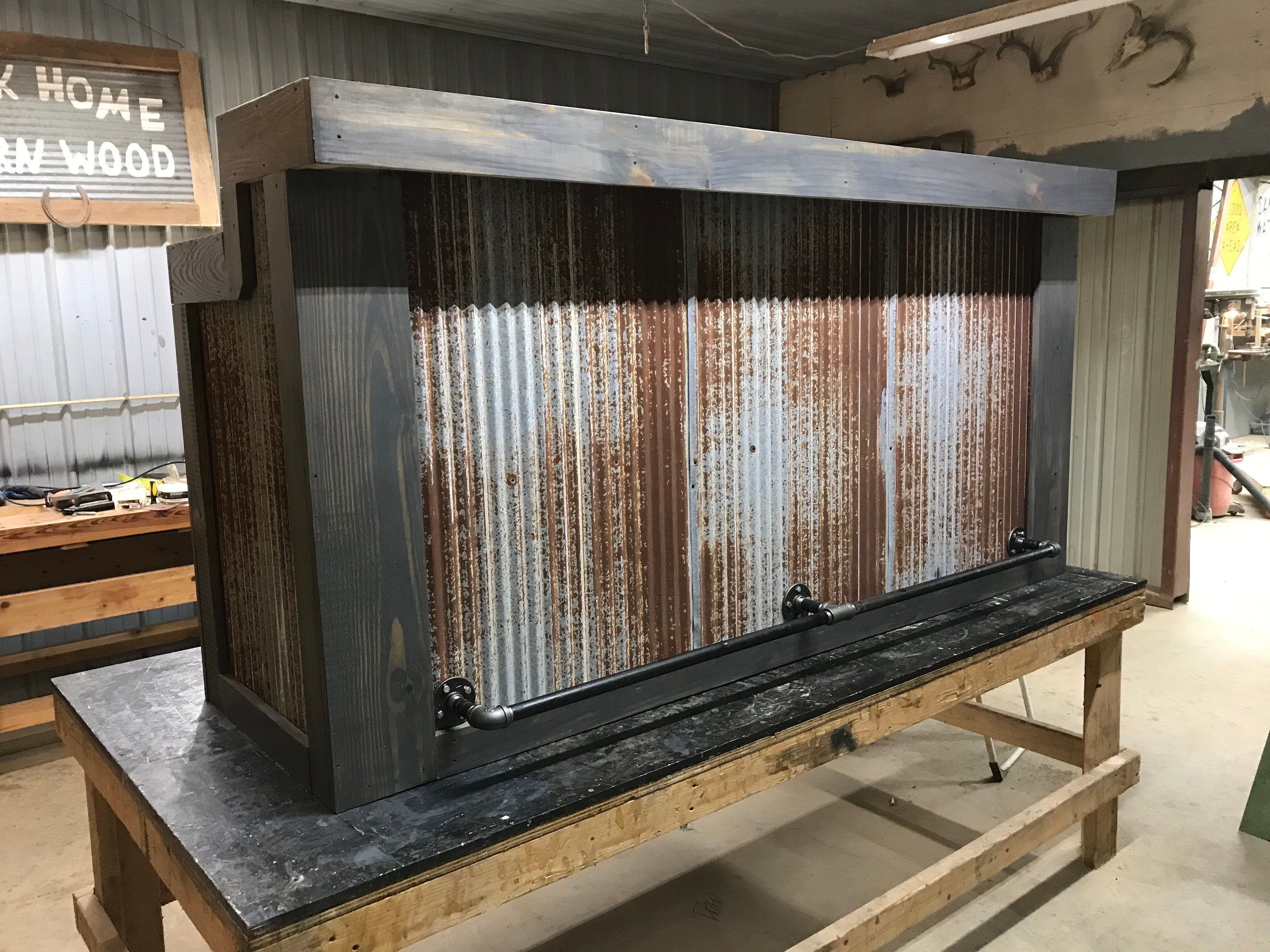 Custom Stained Rustic Bar | Etsy