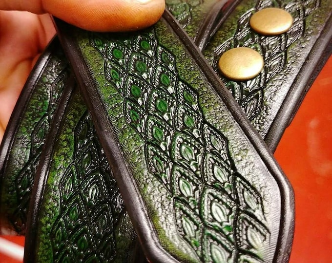Fantasy Style Hand Tooled Dragon Scale Belt. Badass Gift for - Etsy