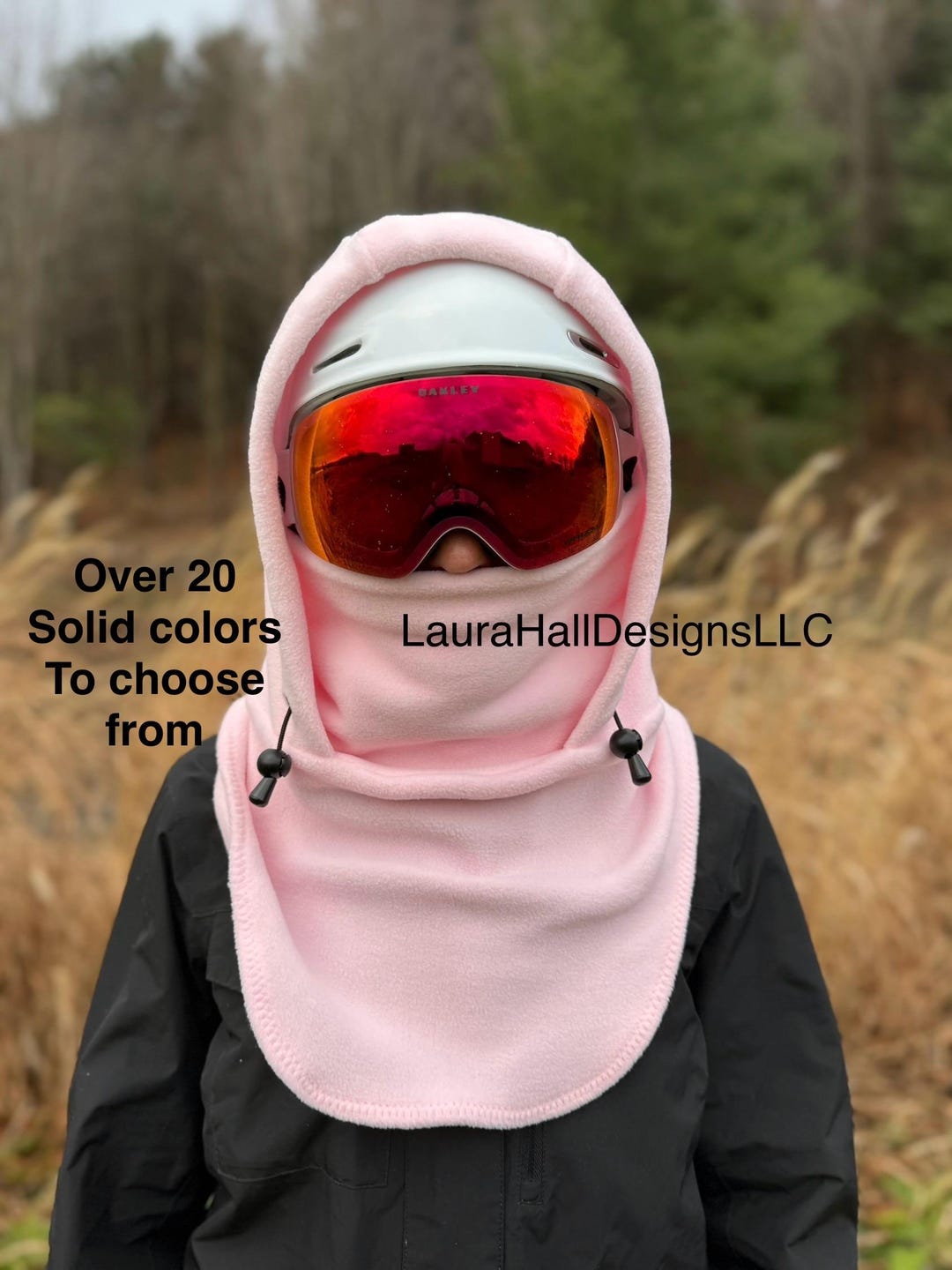 Light Pink Fleece Helmet Hood, Riding Helmet Hood, Snowboard Hood, Ski ...