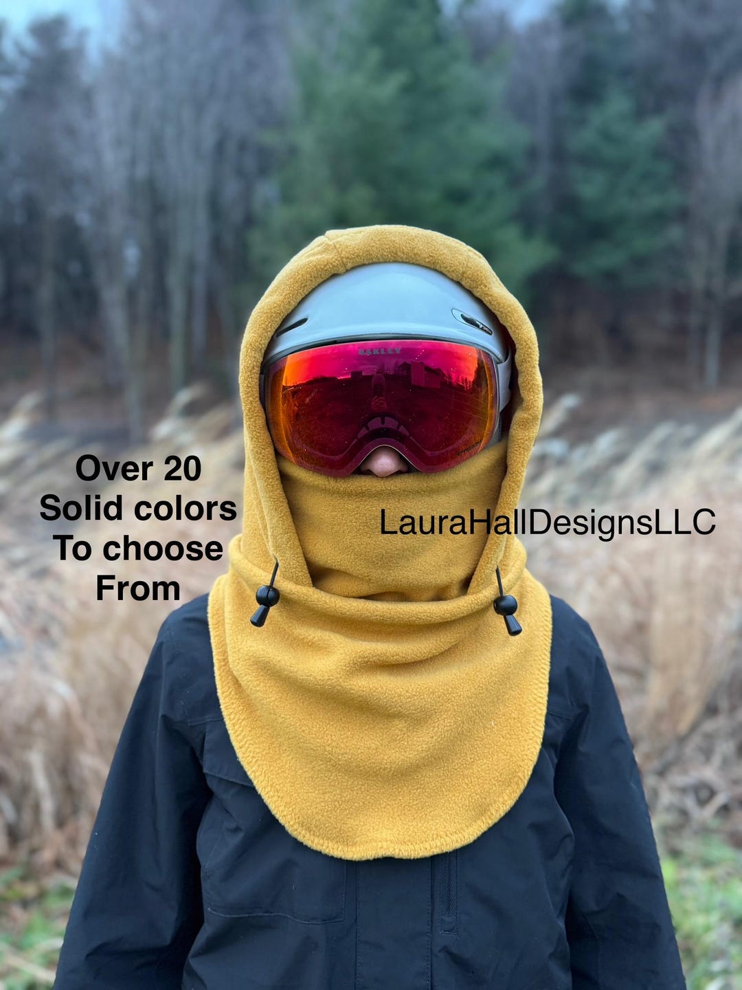 Mustard Fleece Helmet Hood, Riding Helmet Hood, Snowboard Hood, Ski ...