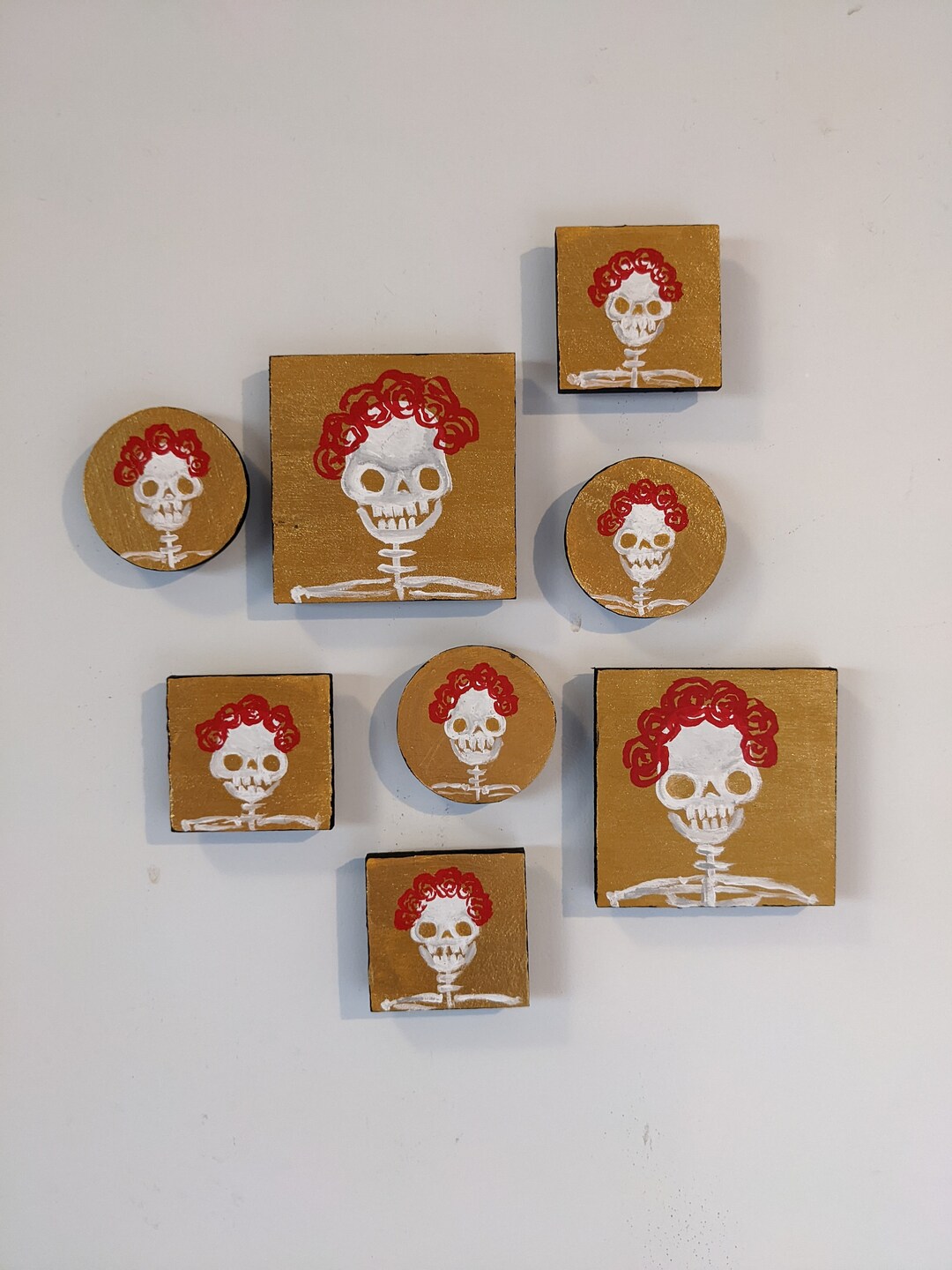 Rose Crown Santa Muerte Painting Magnet and Wall Hanging/ 3" and 2" - Etsy