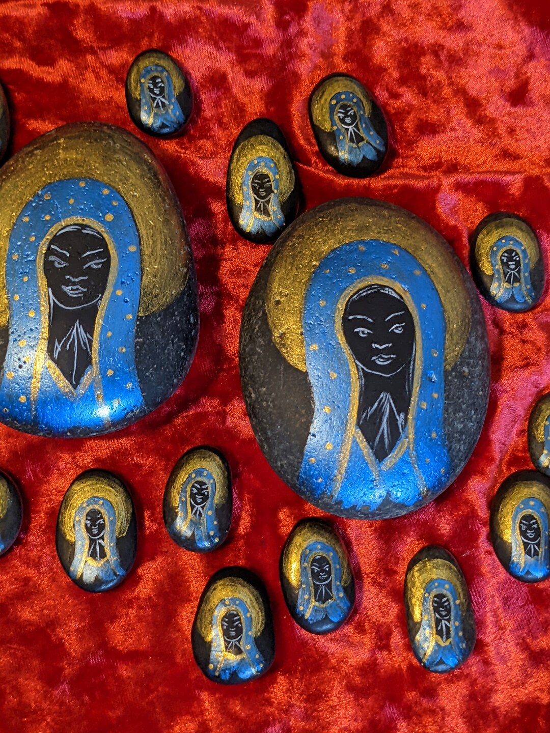 Black Mary Rocks! Painted Rocks for Alter or Car - Etsy