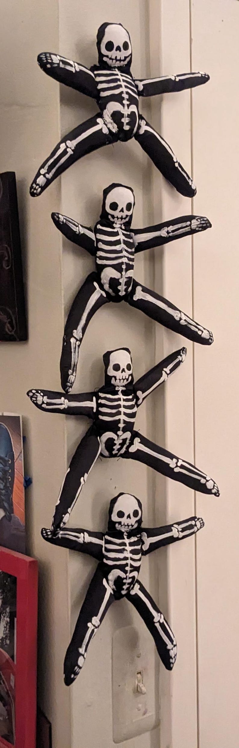 Big Bones Dancing Puffbones- Shiny Fabric Skeleton Doll Wall Hanging - Etsy