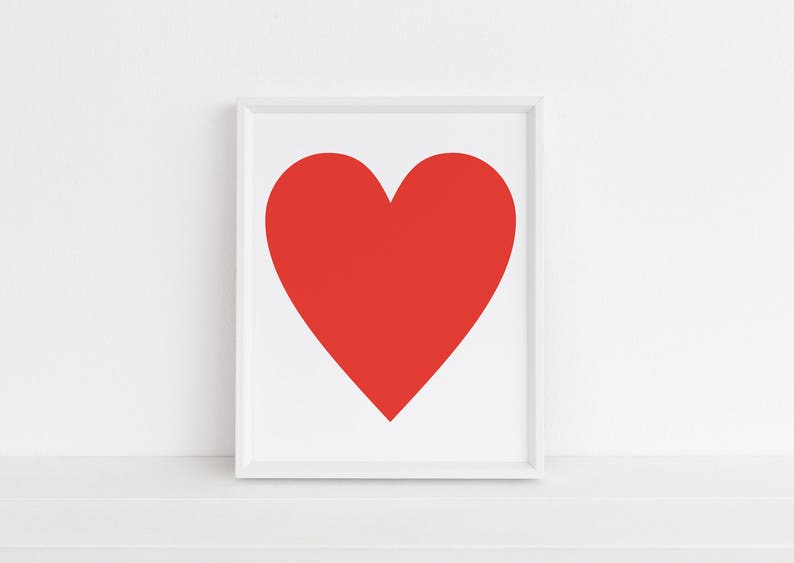 Red Heart Print | Love Art | Heart Print | Printable Art | Nursery Art ...
