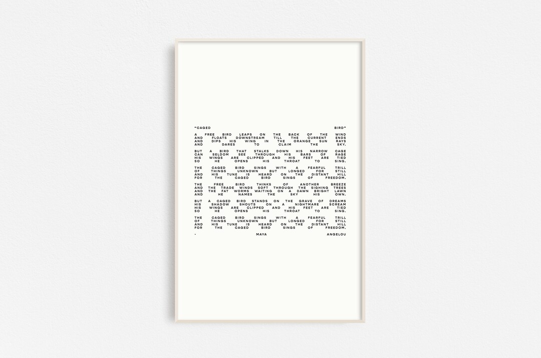 Caged Bird Poster | Maya Angelou | Poetry | Printable Art | Typography ...