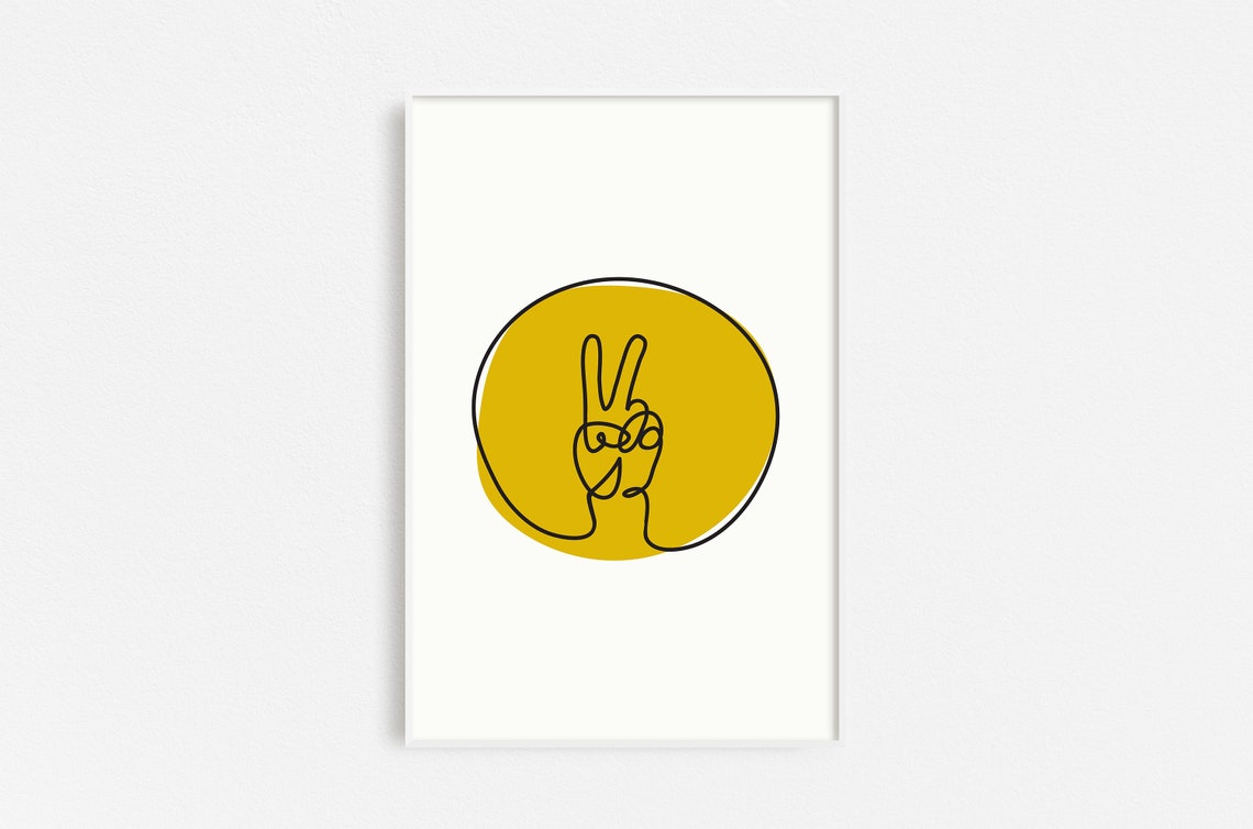 Peace Sign Poster | Continuous Line Art | Boho Print | Peace Print ...