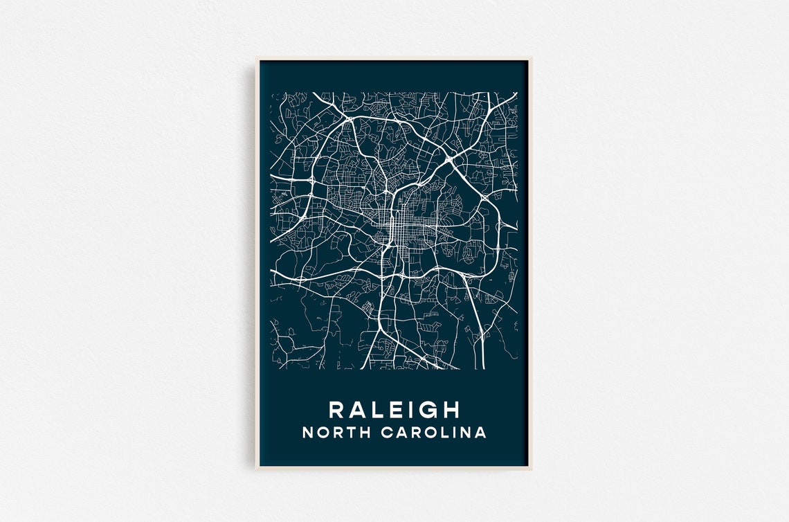 Raleigh Map Poster Raleigh North Carolina Map Print - Etsy