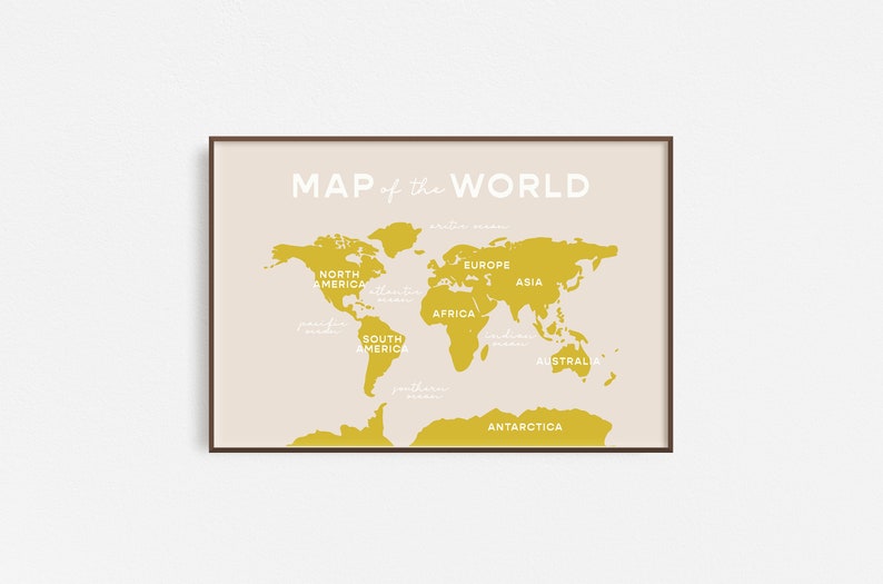 Map of the World Poster Geography Art Map Print Globe Printable Art ...
