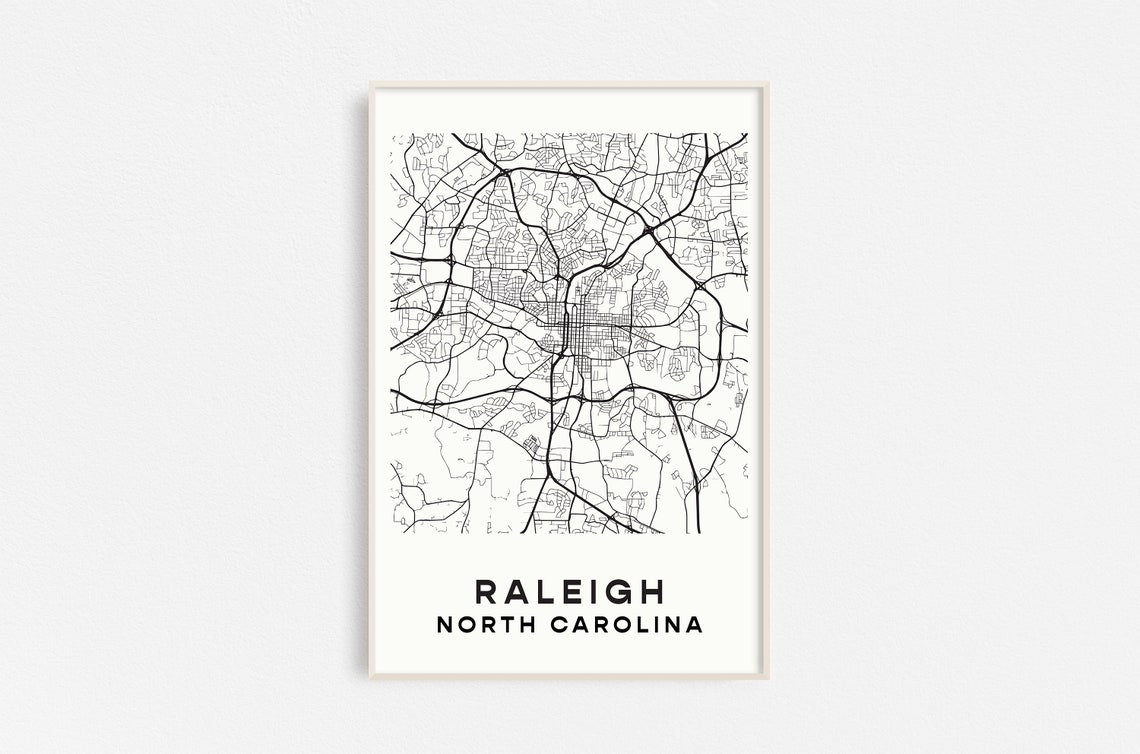 Raleigh Map Poster Raleigh North Carolina Map Print - Etsy