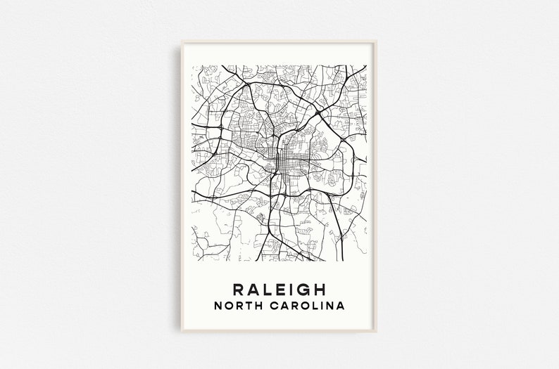 Raleigh Map Poster Raleigh North Carolina Map Print - Etsy