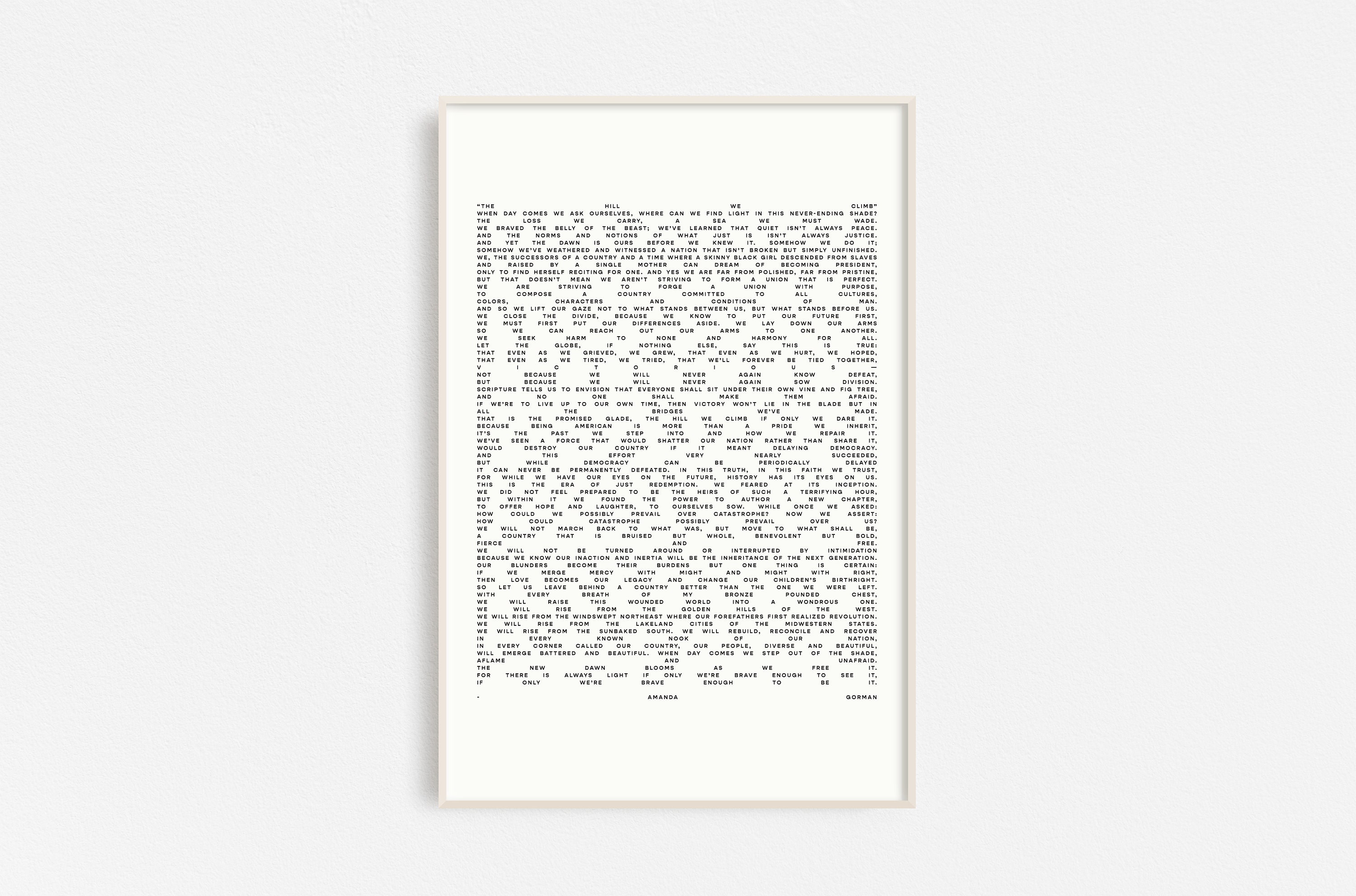 The Hill We Climb Poster Inauguration Poetry Printable Art Amanda ...