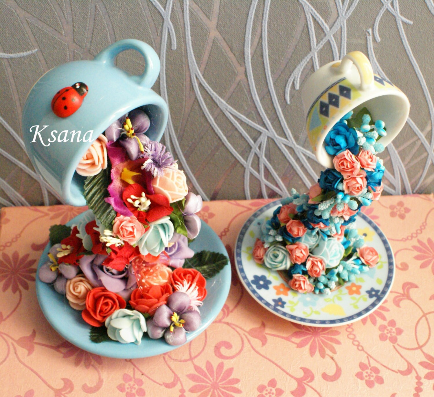 The Floral Cup,multicolor Floral Cup, Gift for Her, Soaring Cup, Flying ...