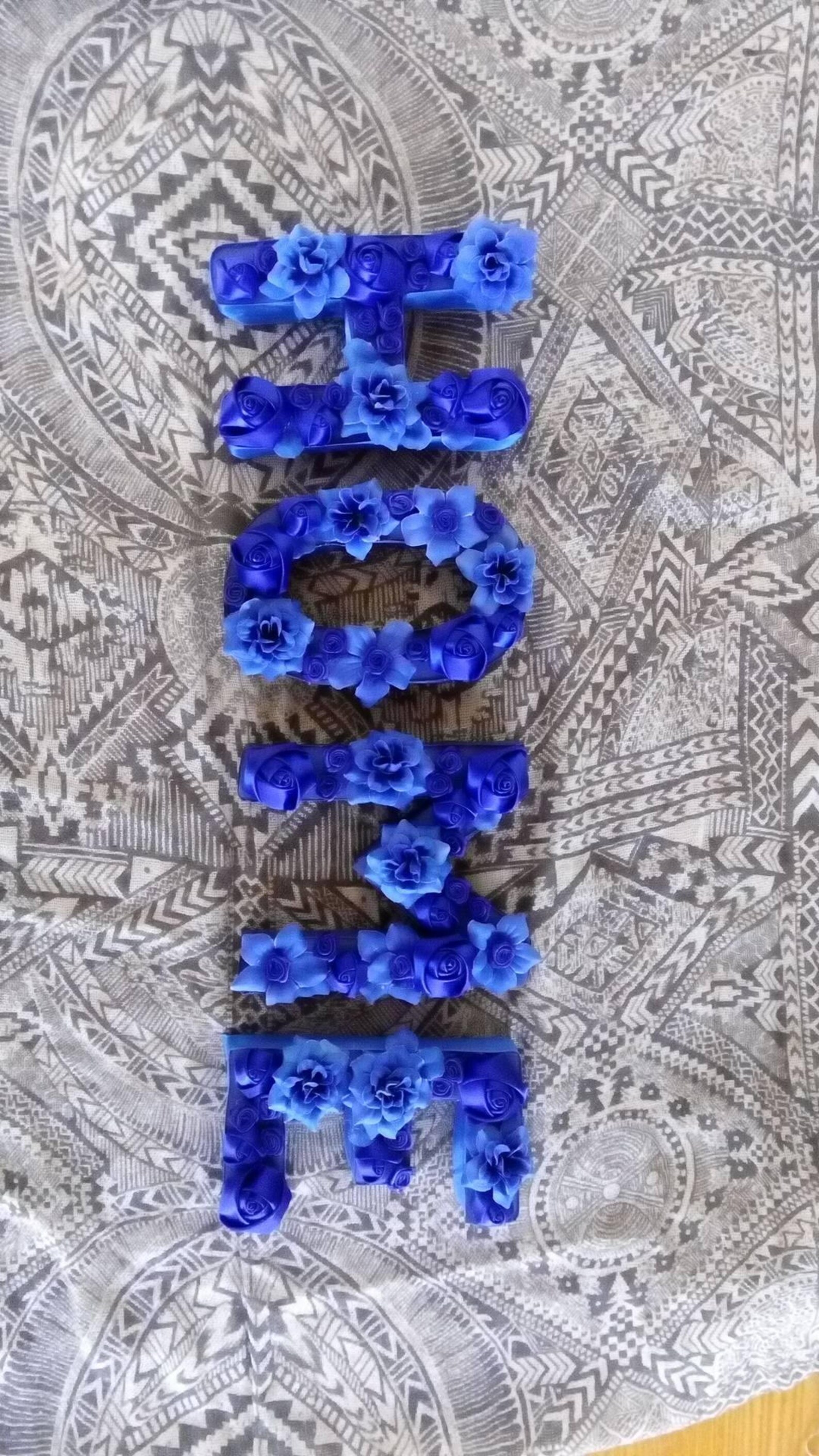 6 Floral Letter, Blue Floral Letter, Wall Decor, Floral Decor, Decor ...