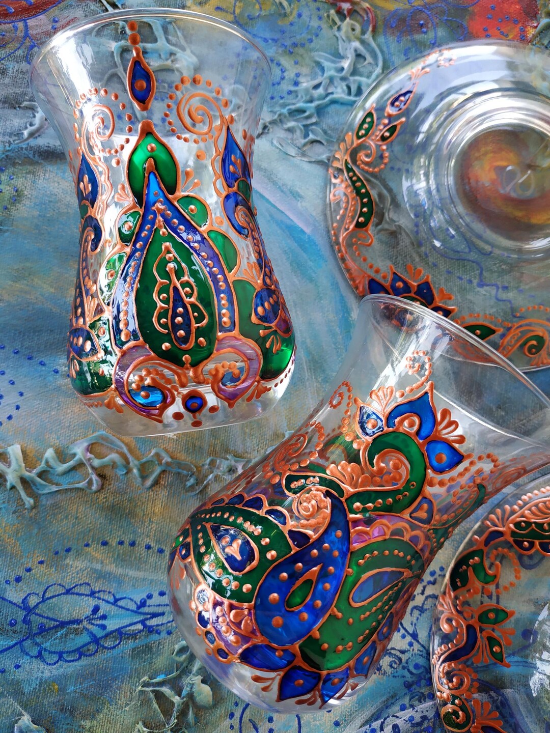 Armudu Tea Glass, Set of 2 Glasses and 2 Saucers, National Azerbaijan ...