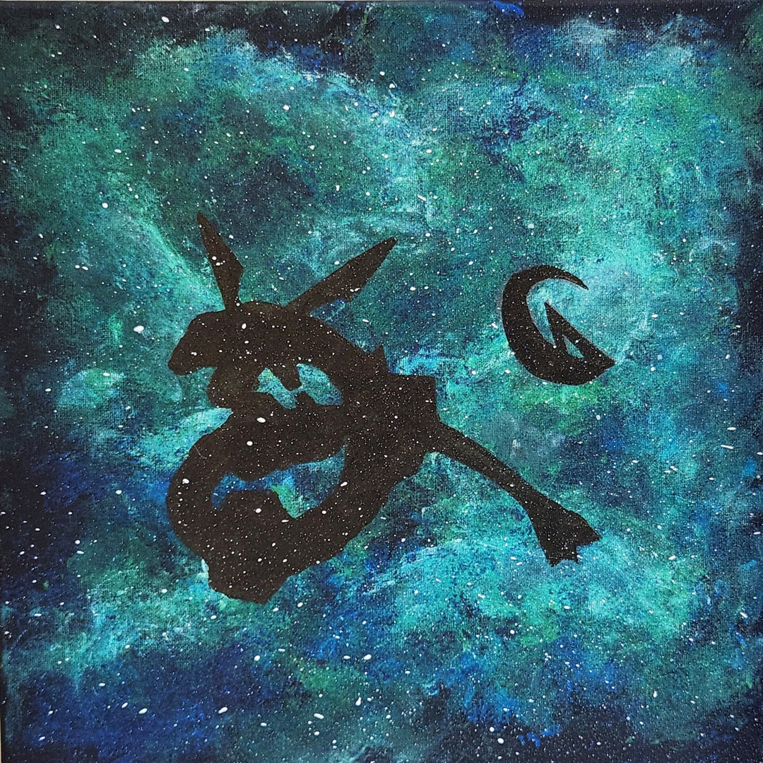 Rayquaza Glowing Painting With Golden Black Metallic Paint – Hand ...