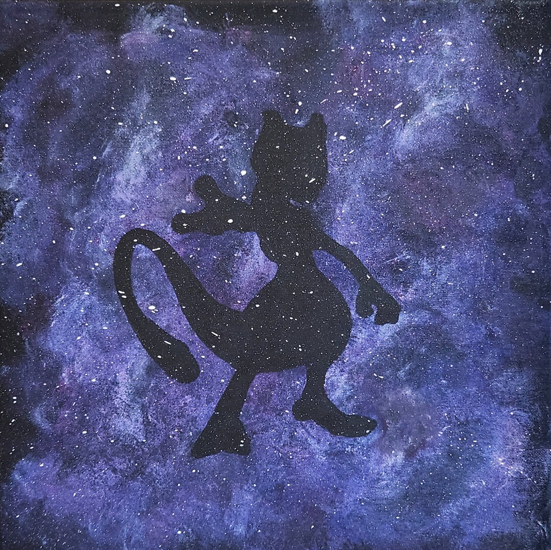 Mewtwo Glowing Painting Hand Painted Pokémon Art - Etsy