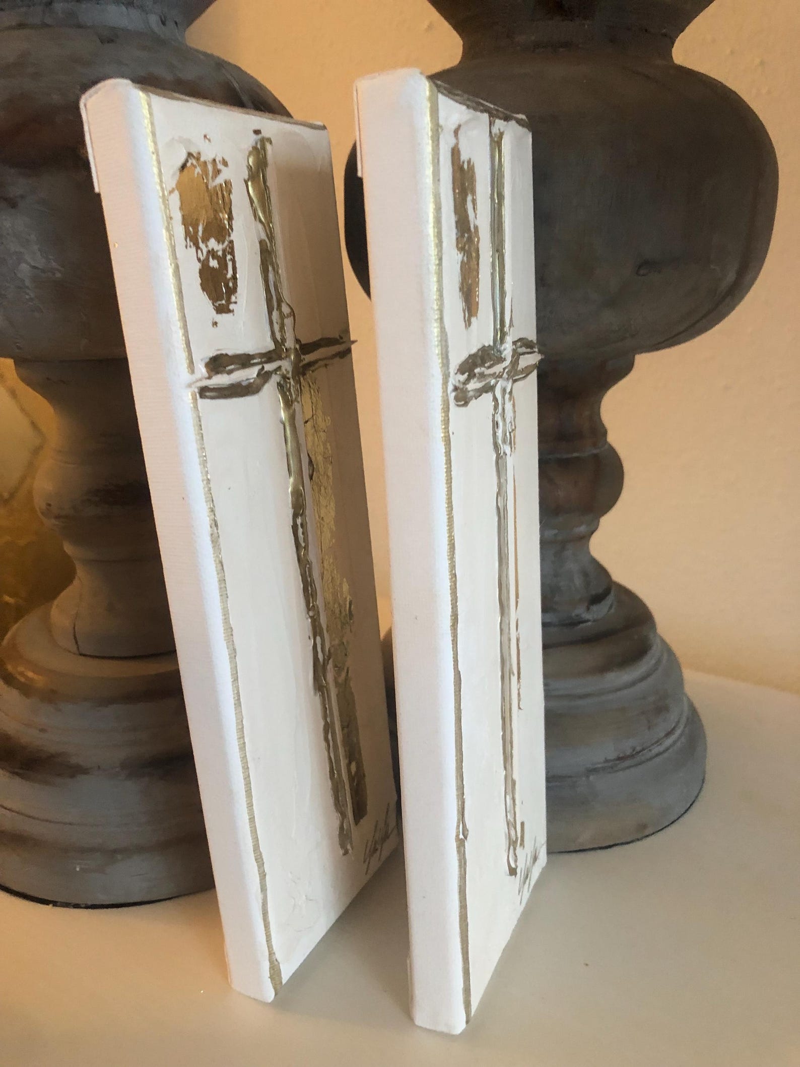 Gold Leaf, Textured Cross Canvas (comes Clear Wrapped With Cross Charm ...