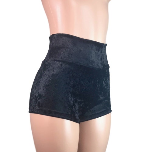 Black Metallic Leather High Waisted Booty Shorts Etsy