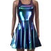 Holographic Oil Slick Skater Fit N Flare Tank Dress - Club, Rave, Sexy ...