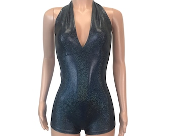 Silver Holographic Halter Romper Rave Wear, Festival Outfit, Aerial ...