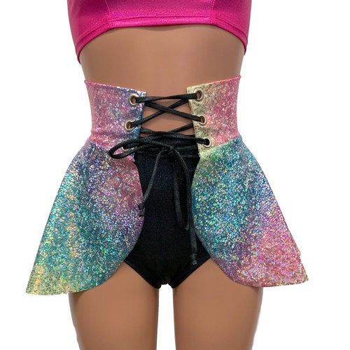 High Waist Skater Skirt rainbow Avatar Holographic Rave - Etsy
