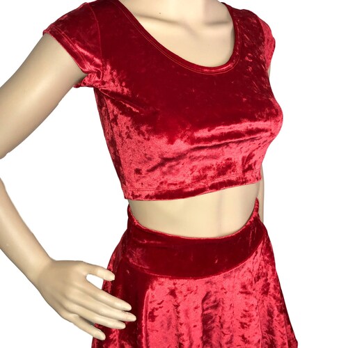 Red Crushed Velvet Bralette Rave Wear Festival Top Burning - Etsy