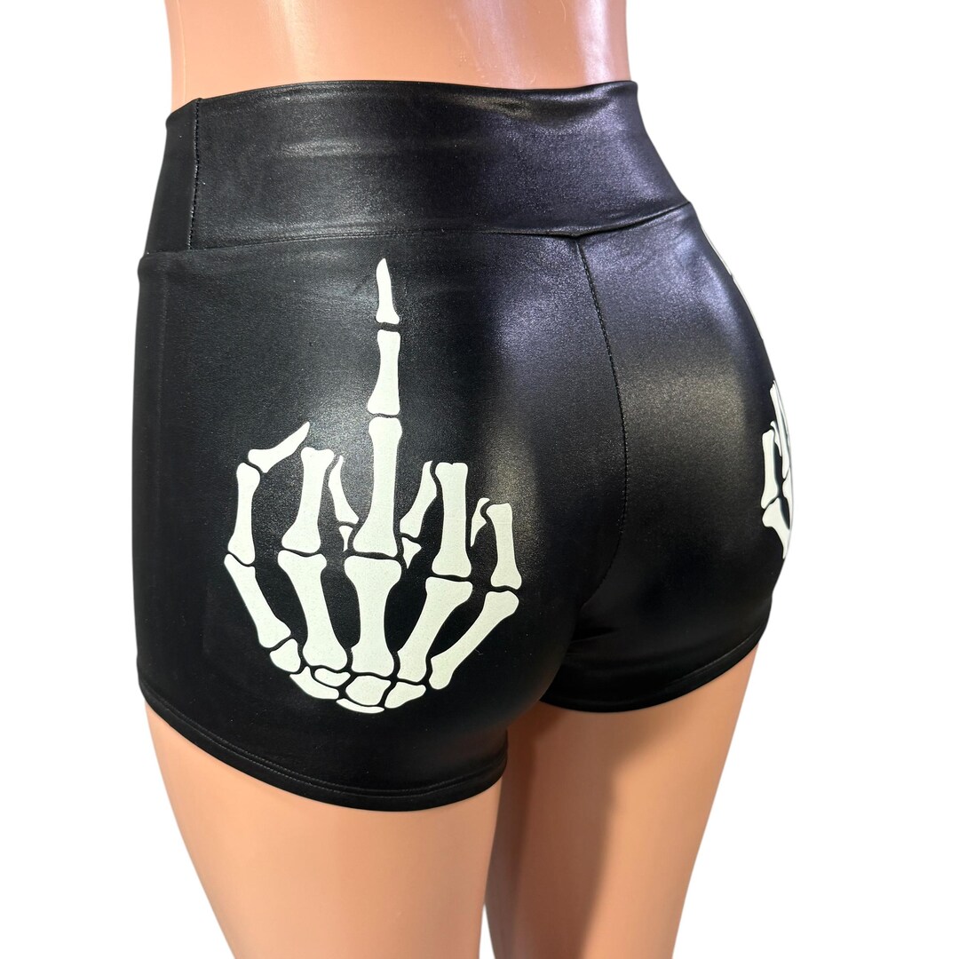 Middle Finger Shorts Glow-in-the-dark | Funny Booty Shorts | Skeleton ...