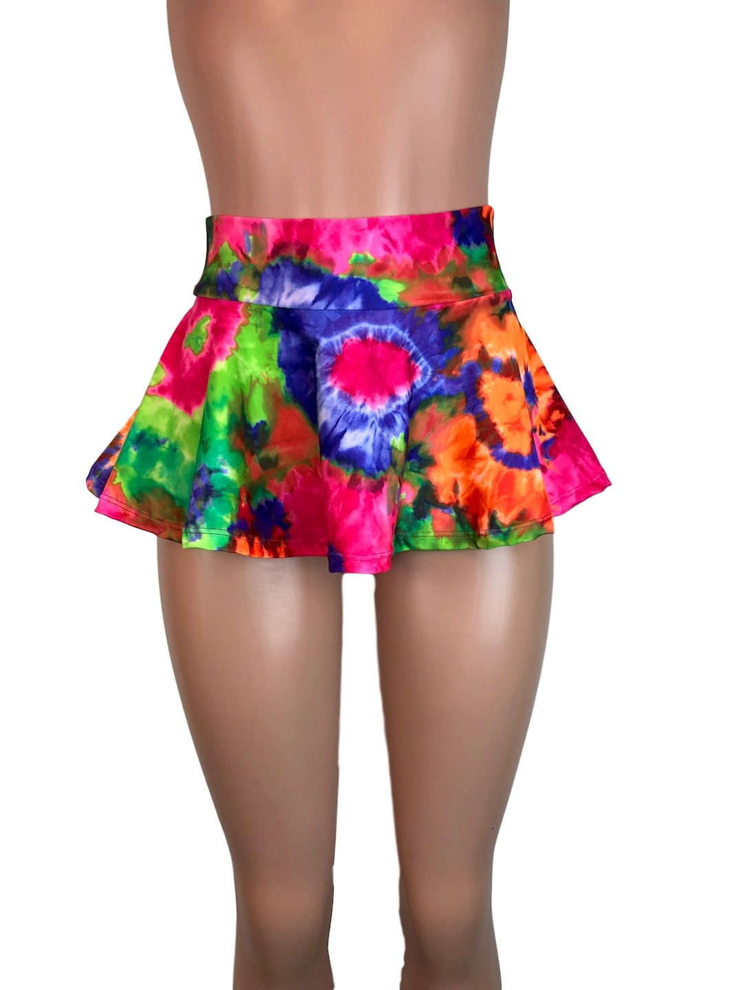 Super Mini 10" Tie Dye Groovy Rave Skirt - Skater Circle Festival ...