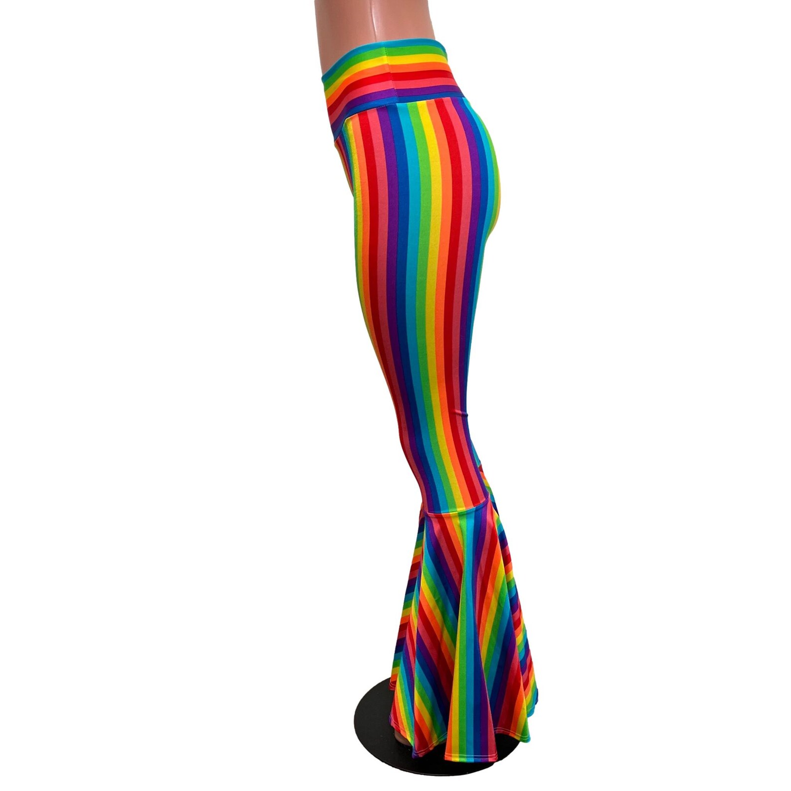 High Waist Bell Bottoms -rainbow Stripe | Flare Pants, LGBTQ Pride Rave ...