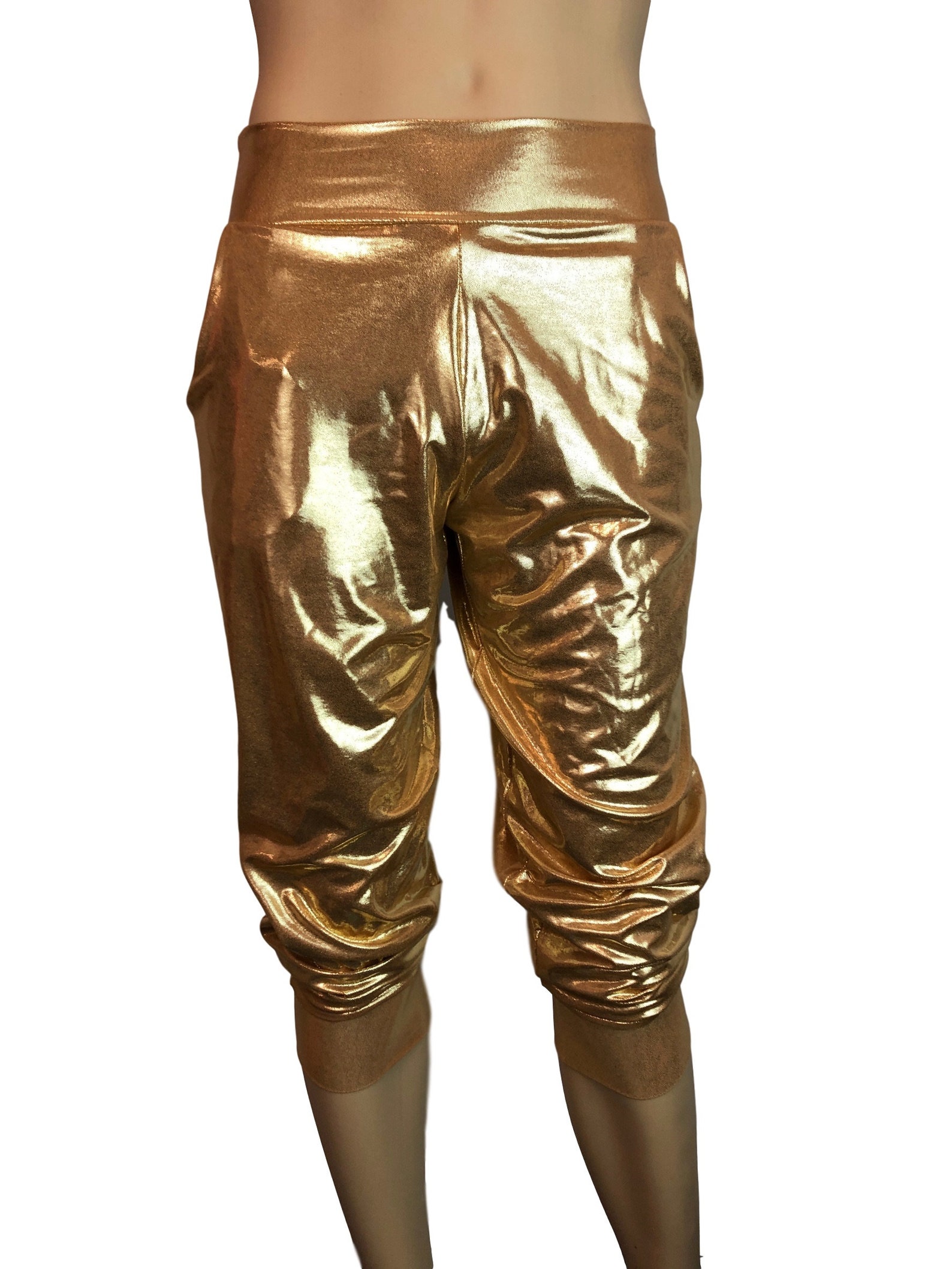 Men's Gold Mystique Metallic Joggers W/ Pockets - Jogger Pants - Rave ...